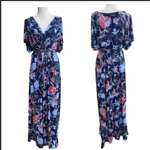 Gilli | Dresses | Gilli Floral Macy Knit Stretch Maxi Vneck Belted ...